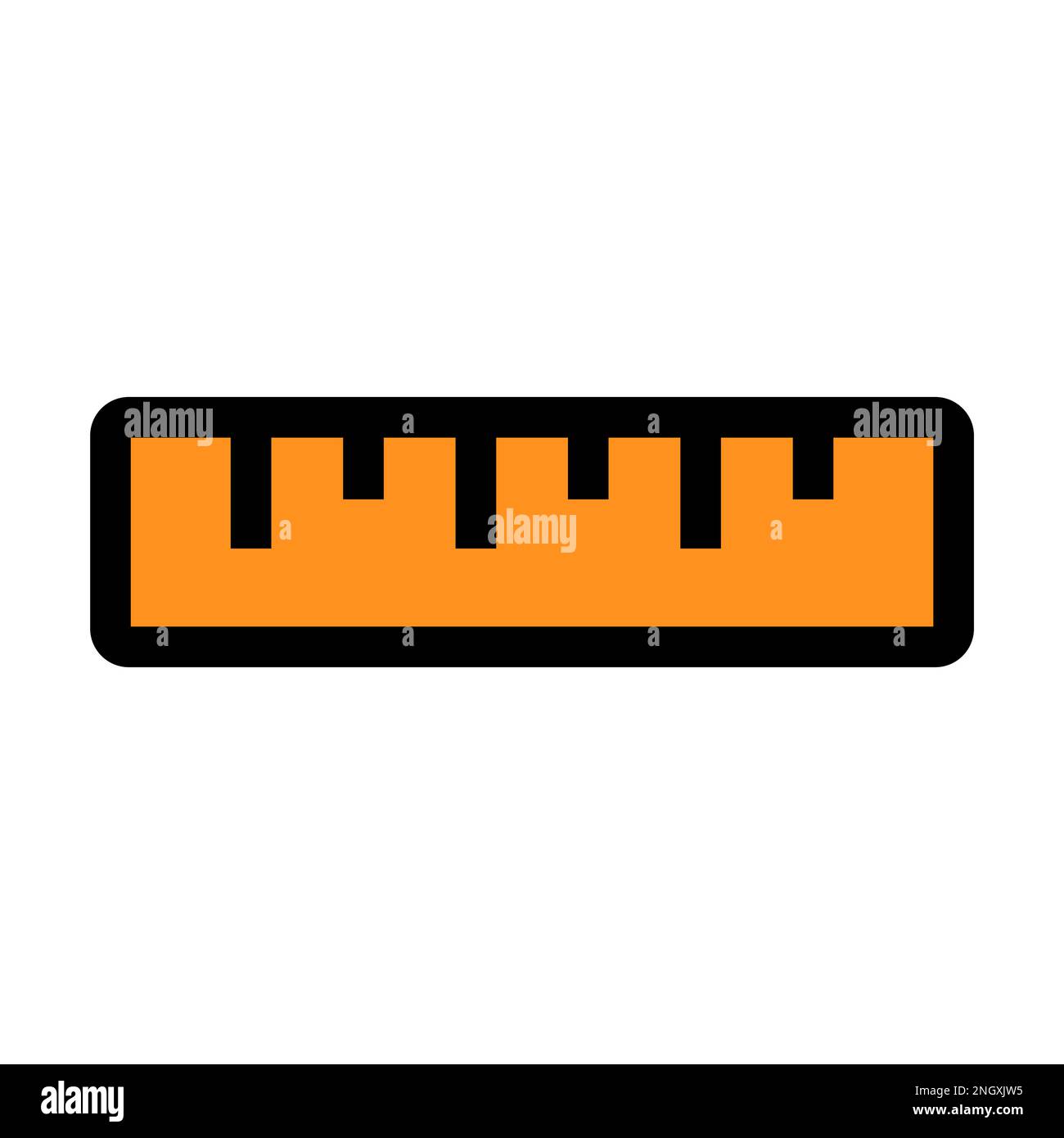 School ruler icon line isolated on white background. Black flat thin ...