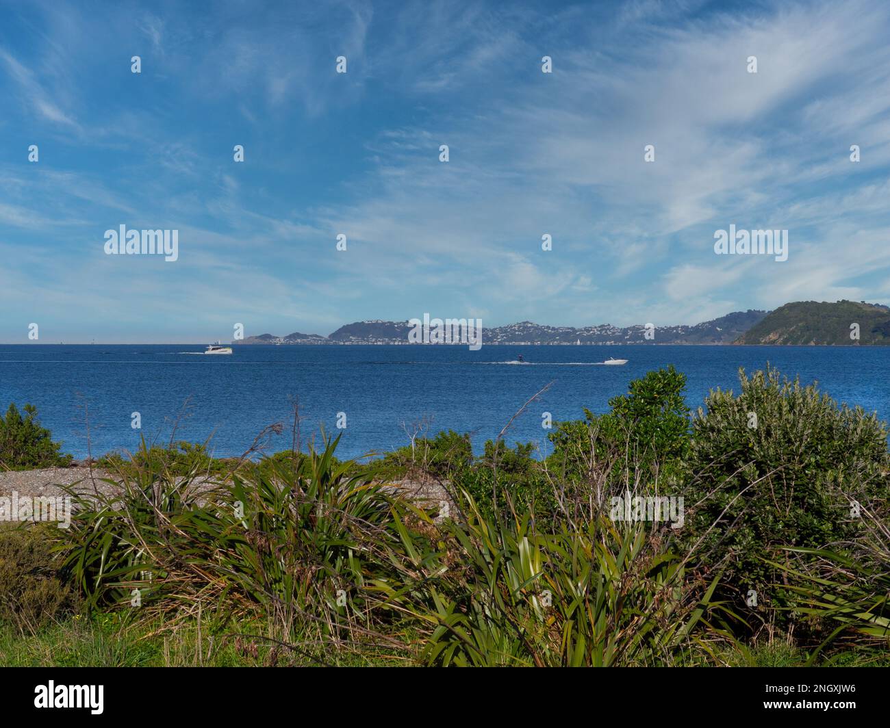Wellington Harbor From Petone Foreshore Stock Photo - Alamy
