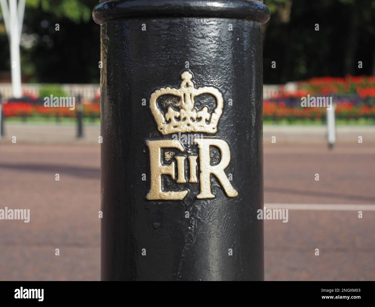 LONDON, UK - CIRCA OCTOBER 2022: Queen cypher EIIR standing for ...