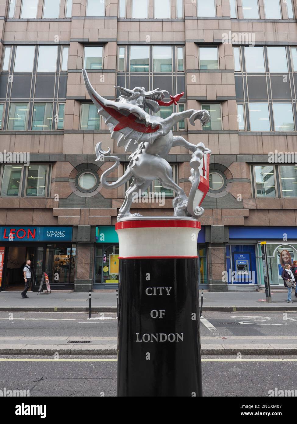 LONDON, UK - CIRCA OCTOBER 2022: Statue of Dragon marking the boundary ...