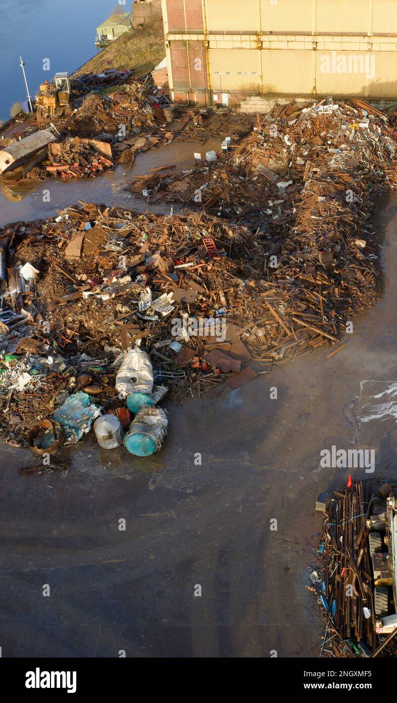 Scrap metal recycling compound viewed from above Stock Photo - Alamy