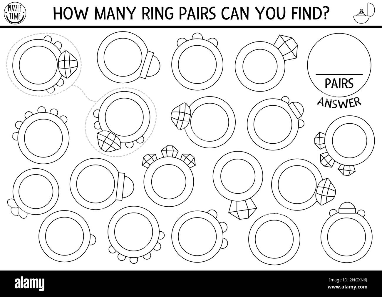 Find two same wedding rings. Marriage ceremony black and white matching ...