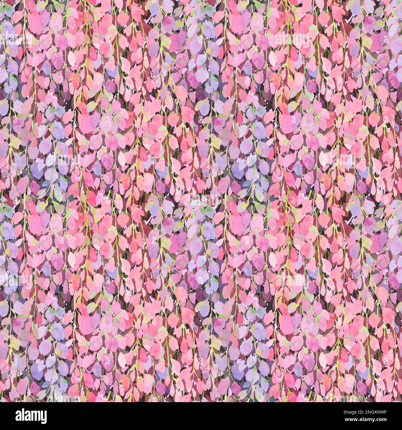 wisteria flowers pink seamless pattern, watercolor illustration ...