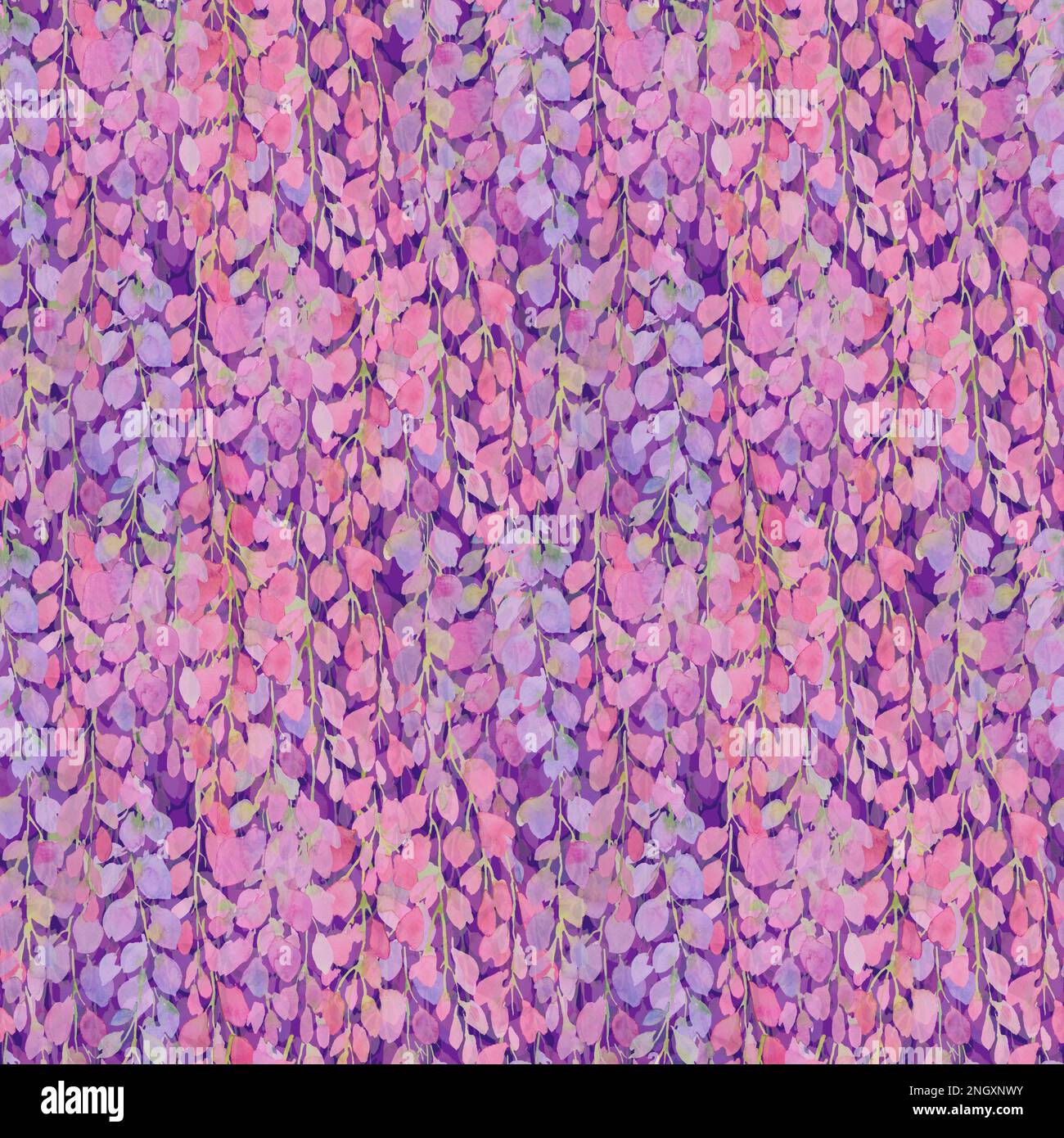 wisteria flowers pink seamless pattern, watercolor illustration ...