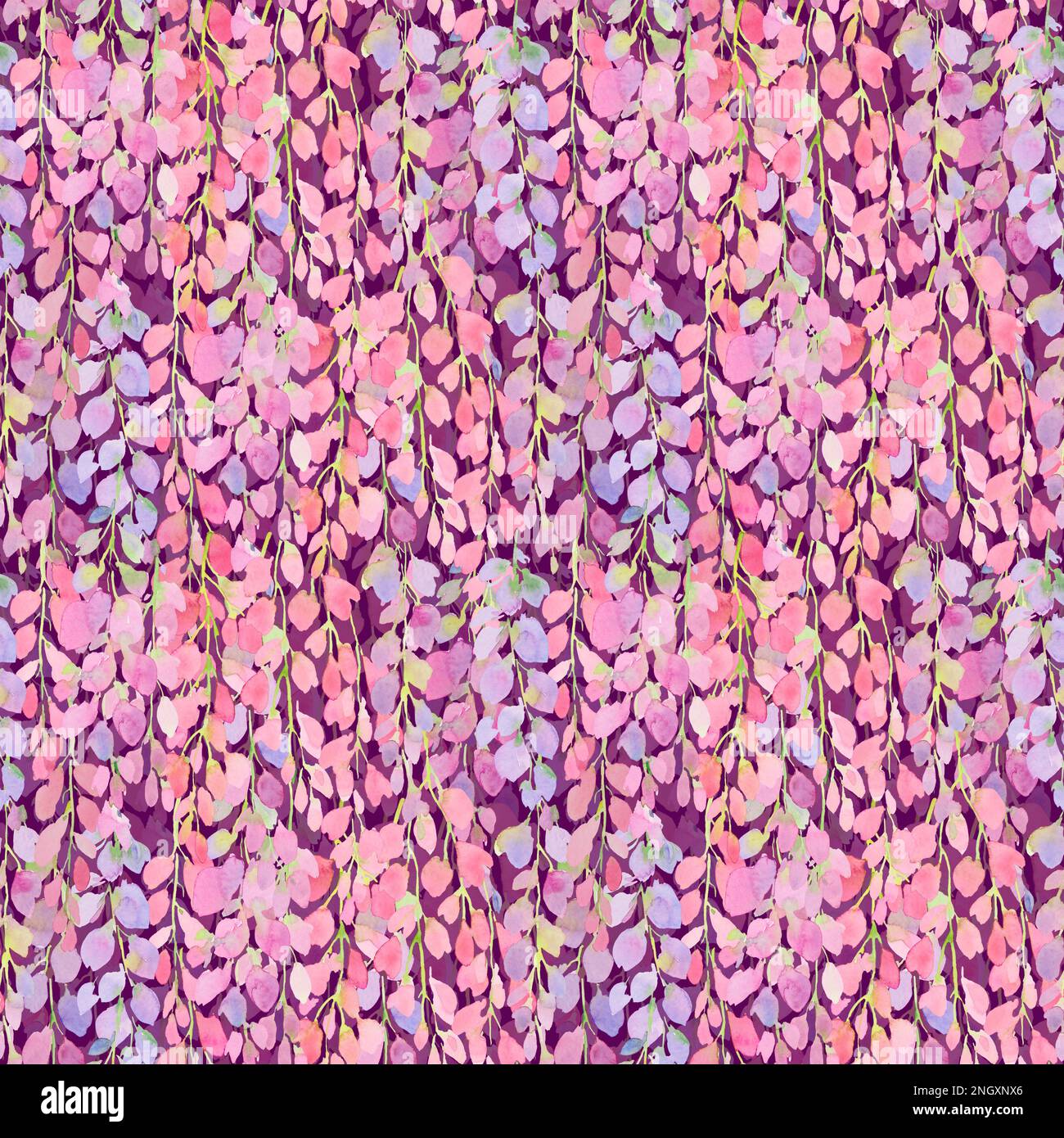 wisteria flowers pink seamless pattern, watercolor illustration ...