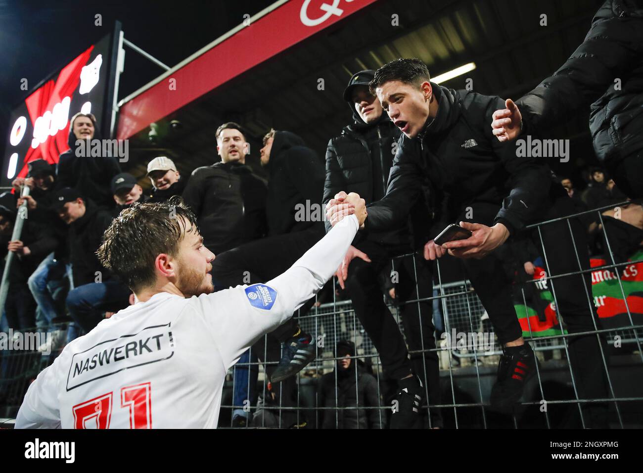 ROTTERDAM - (lr) Dirk Propper of NEC Nijmegen, NEC supporters during ...