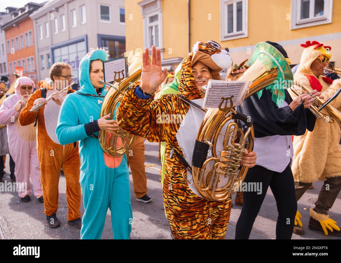 Villach, Austria - February 19, 2023: Carnival in Villach, Fasching ...