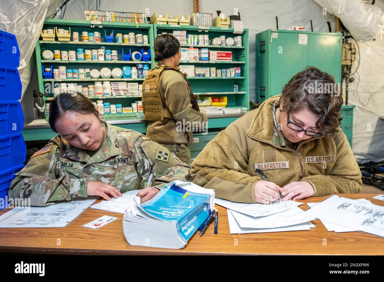 U.S Army and Air Force students prepare inpatient medication orders ...