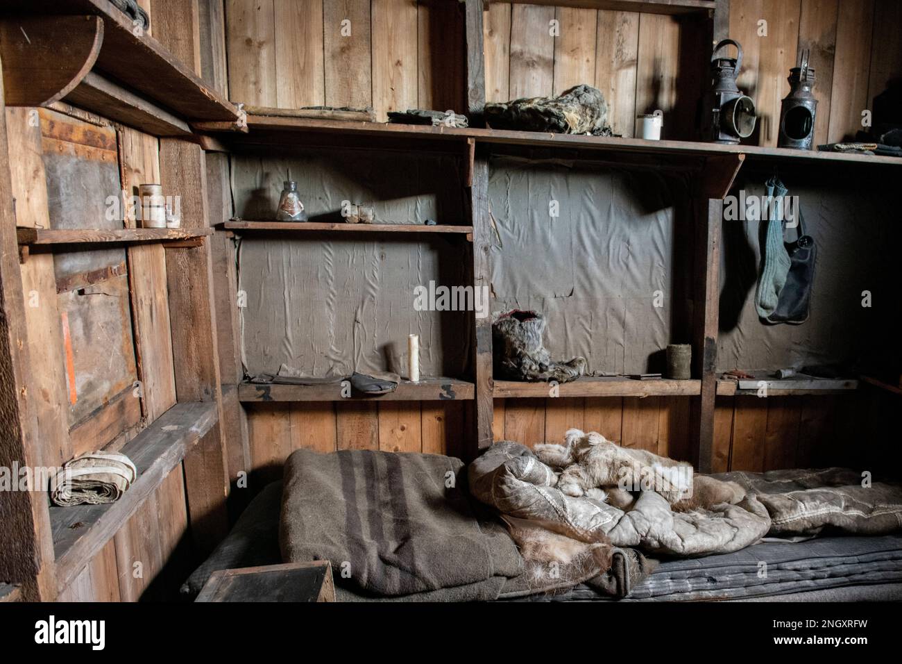 Antarctica, Ross Sea, Ross Island, Cape Evans. Inside historic Scott's ...