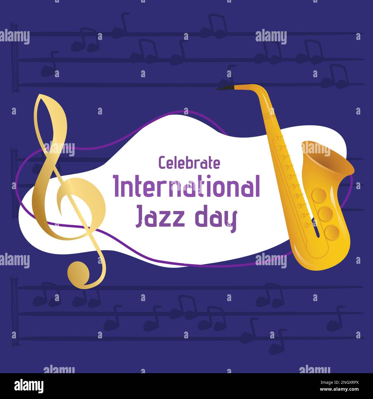 Illustration of celebrate international jazz day text, musical notes ...
