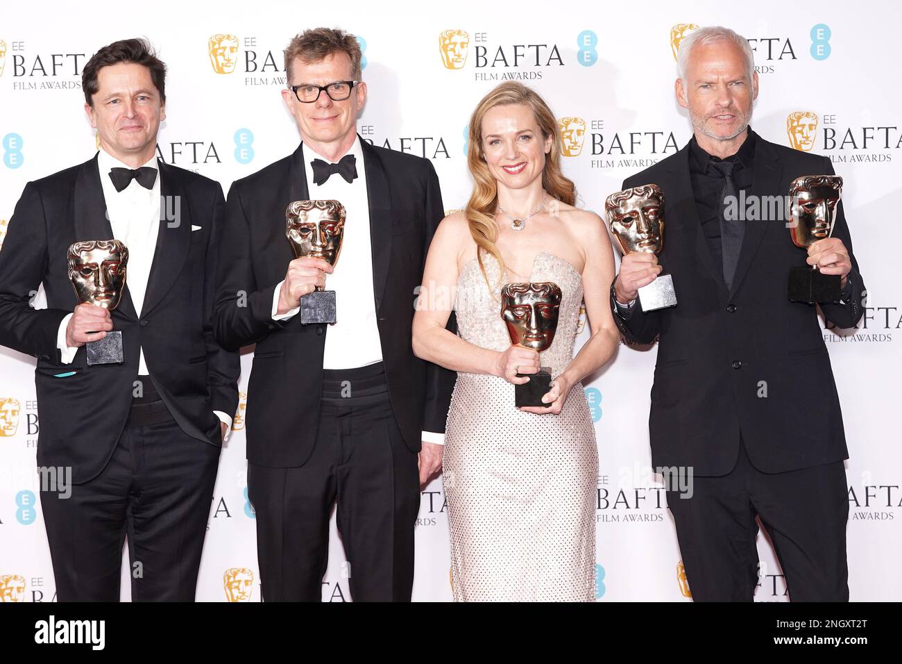 Pete Czernin (left), Graham Broadbent, Kerry Condon and Martin McDonagh ...