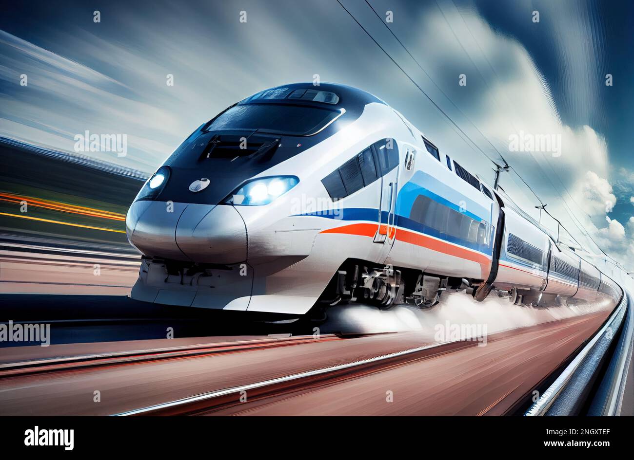 Futuristic modern train of non existent design Stock Photo - Alamy