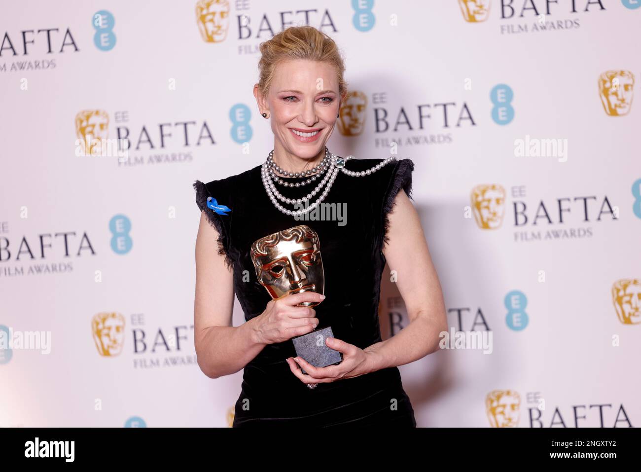 Cate Blanchett, winner of the leading actress award for 'Tar', poses ...