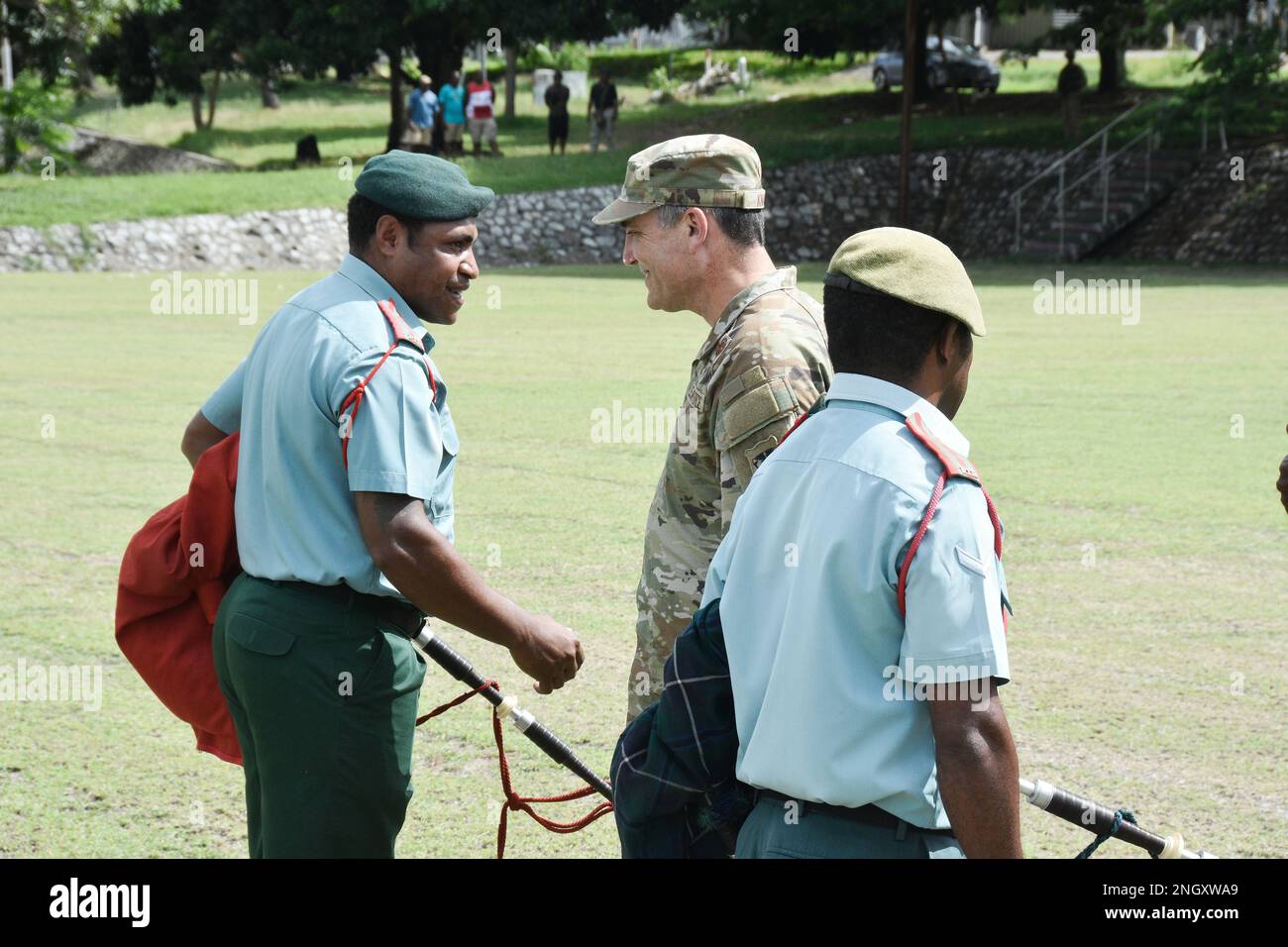 Maj. Gen. Paul Knapp, Wisconsin’s adjutant general, meets a soldier of ...