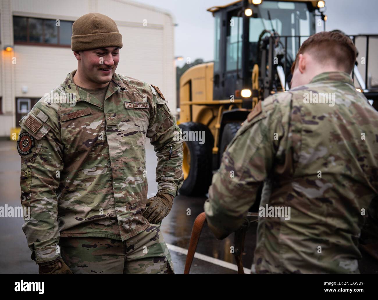 U.S. Air Force Airman 1st Class Tyler Benner, left, 86th Vehicle ...