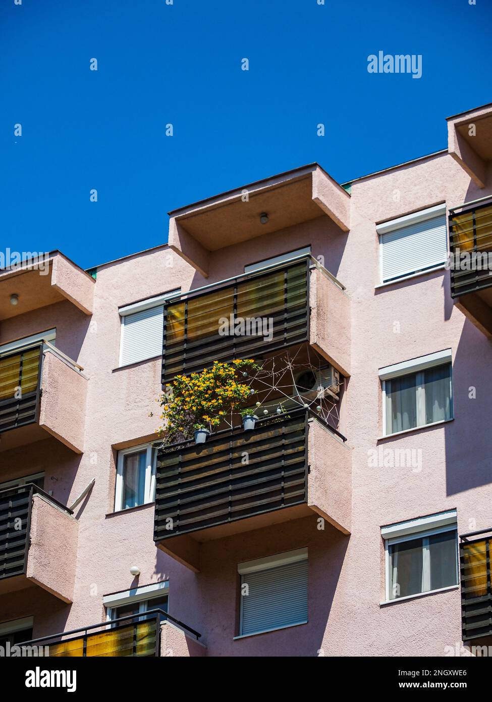 Detail closeup shot of a residential housing flat rental apartment ...