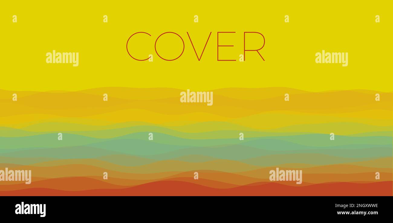 Abstract waves cover. Horizontal background with curves in bright ...