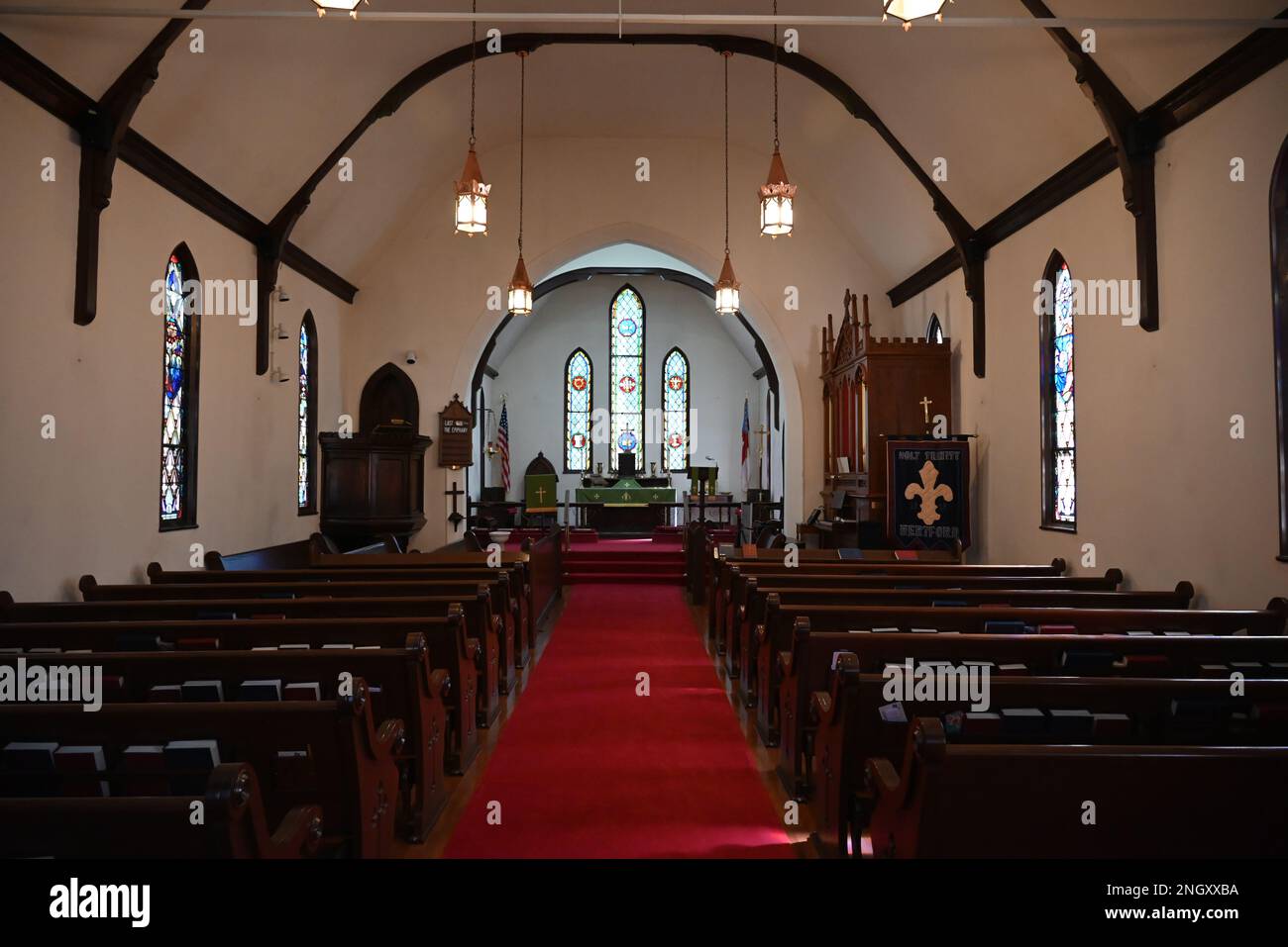 Looking down the sanctuary towards the alter in the historic Holy ...