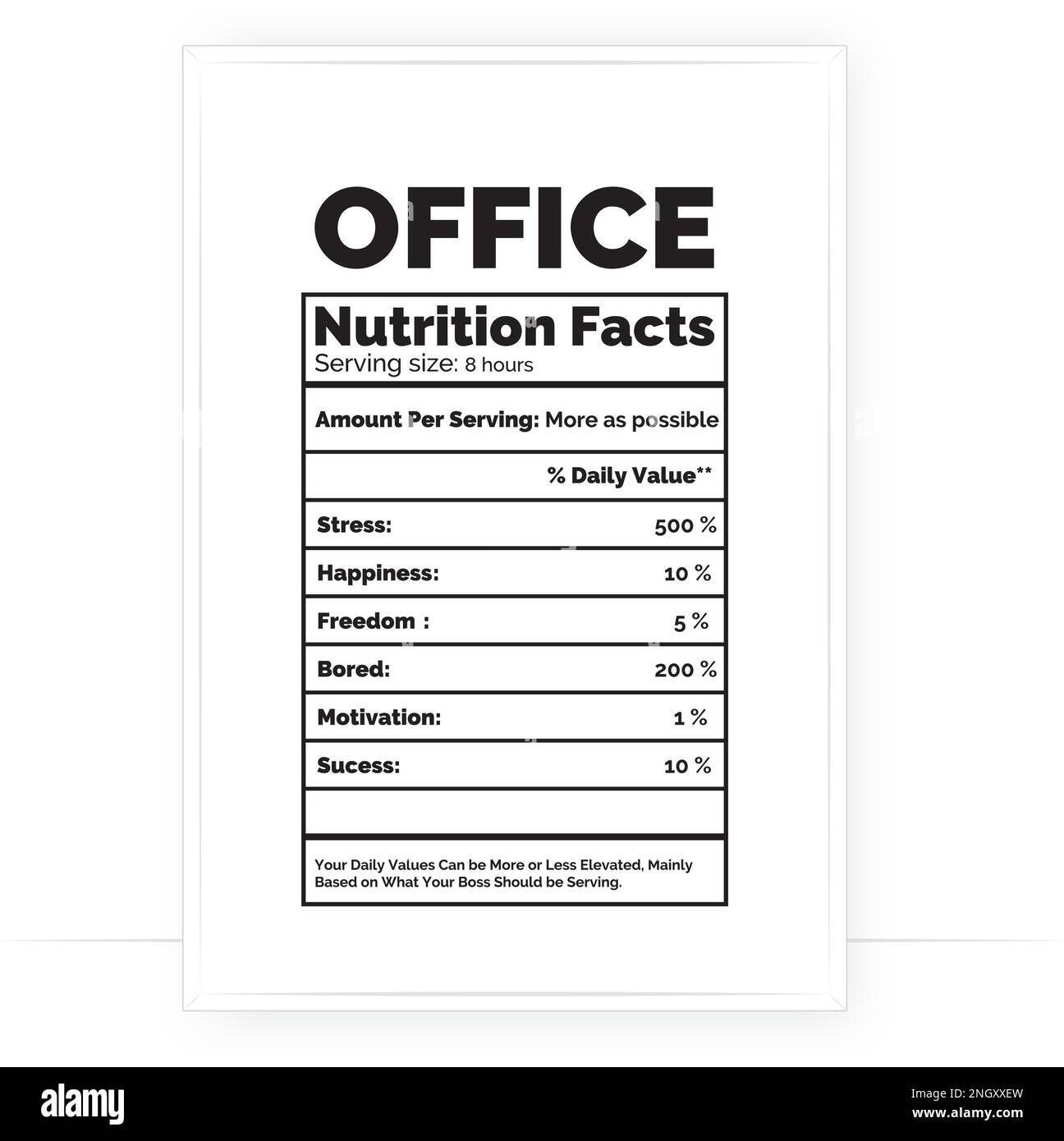 Office Nutrition Facts Poster, vector. Creative poster design Stock ...