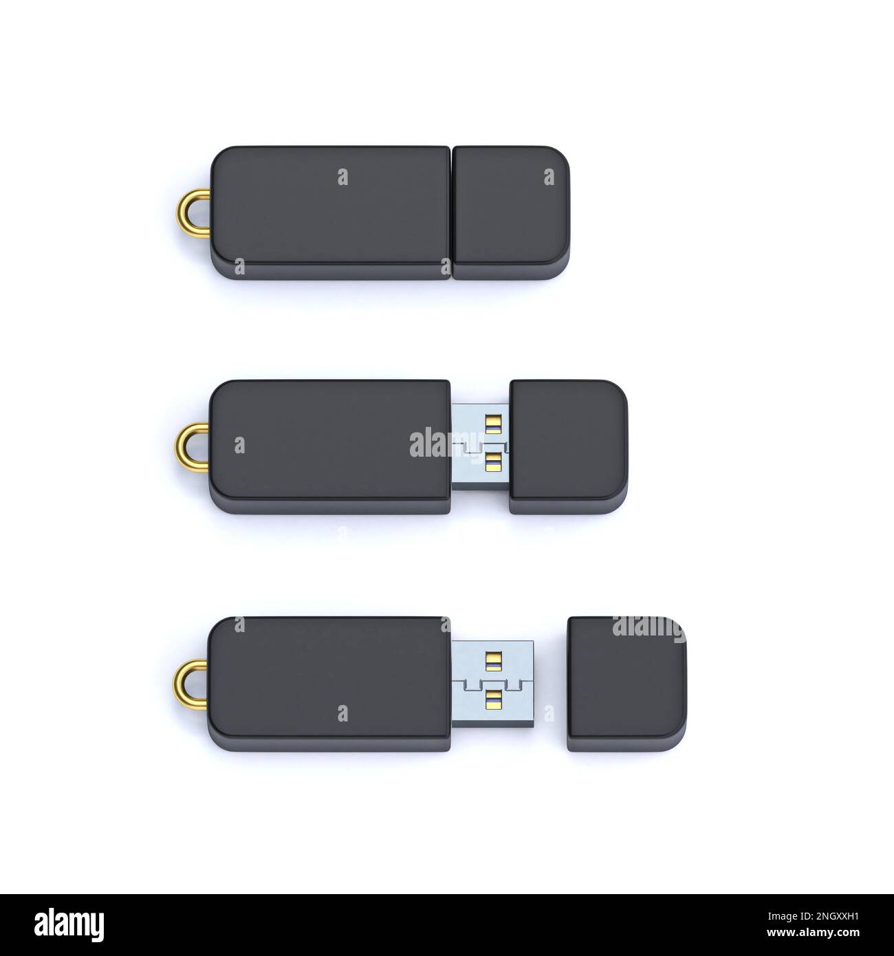 Black mock up USB flash drive 3D rendering illustration isolated on ...