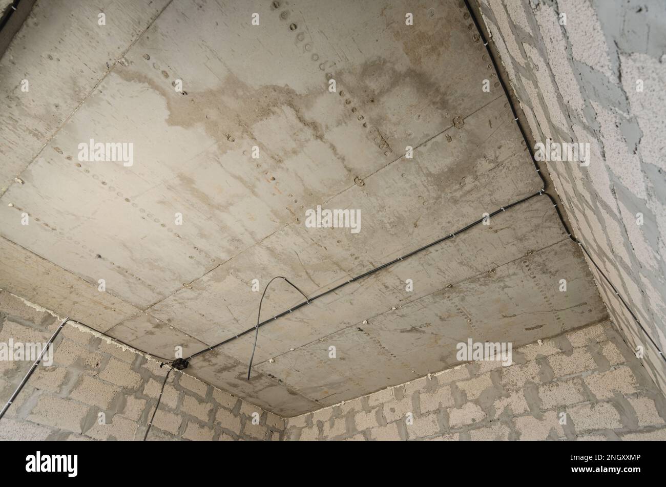 Construction of an individual residential building, view of the ...