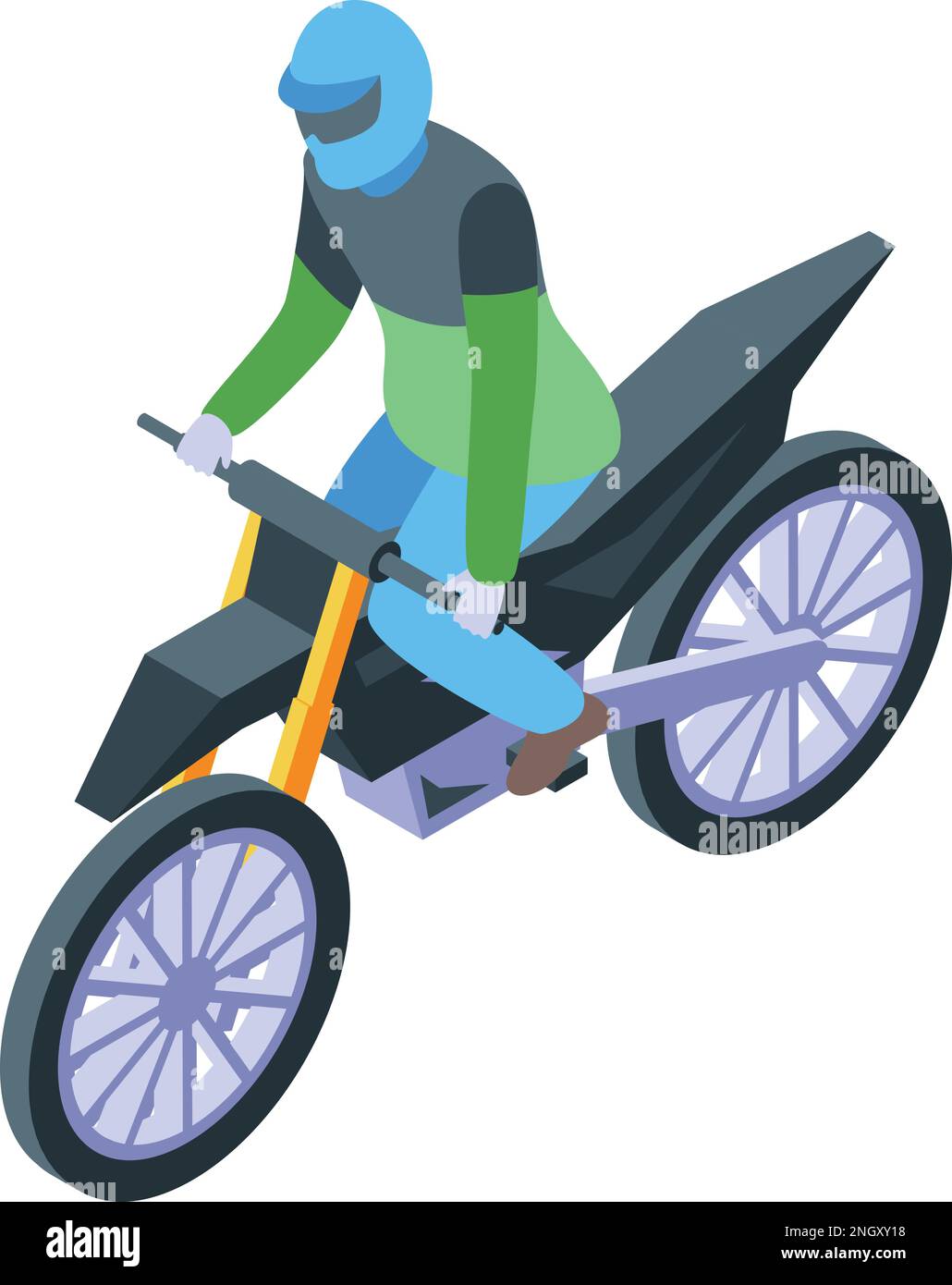 Bike motocross icon isometric vector. Moto wheel. Rider man Stock ...