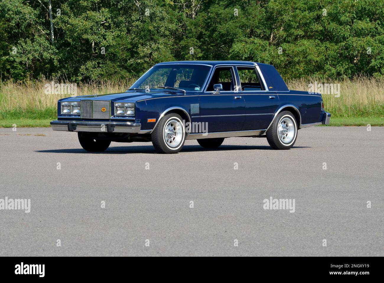 A dark blue 1982 Chrysler New Yorker Fifth Avenue Edition front view ...