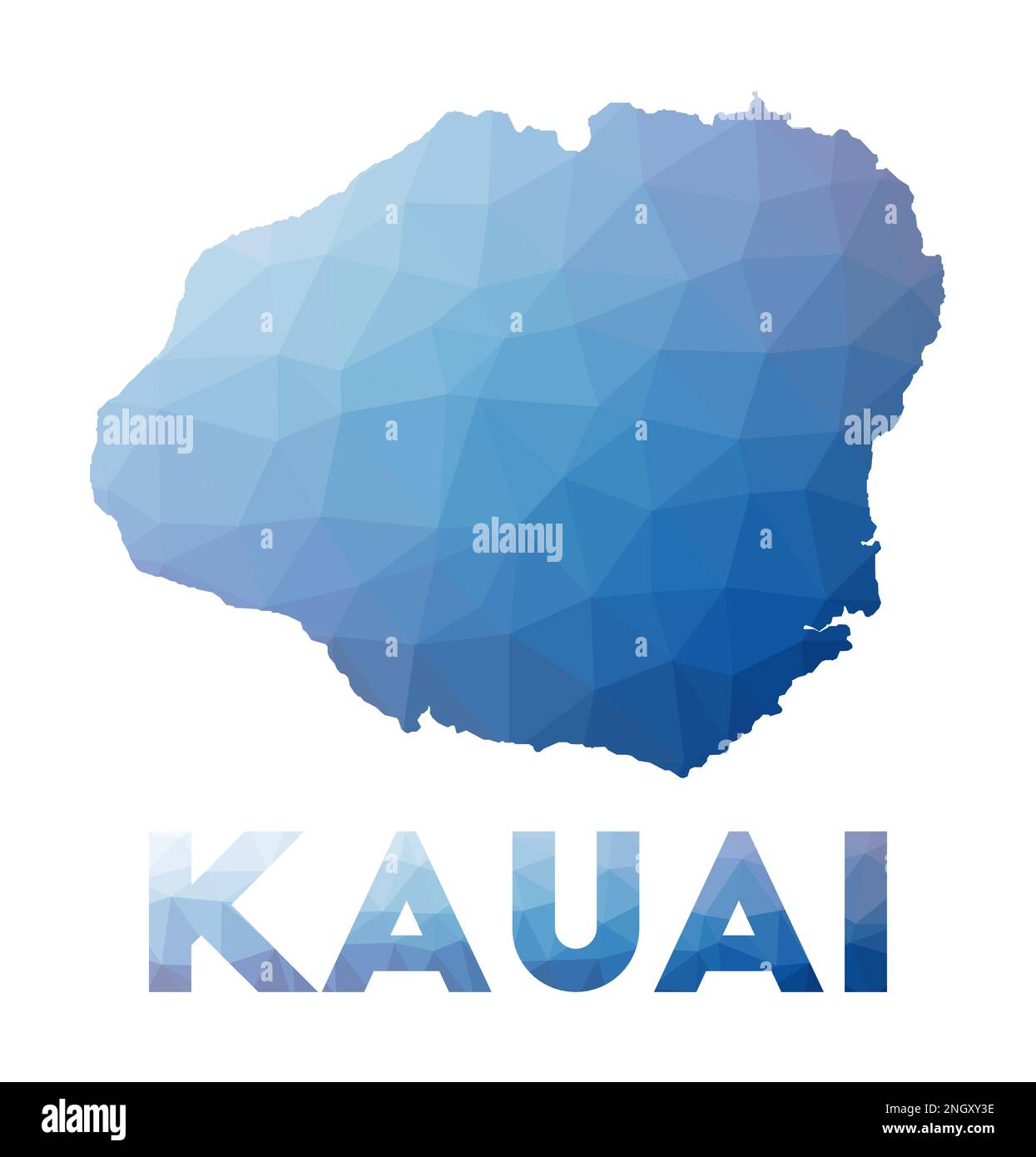 Low poly map of Kauai. Geometric illustration of the island. Kauai ...