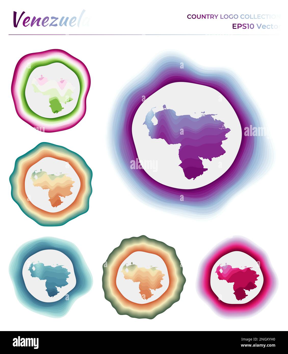 Venezuela logo collection. Colorful badge of the country. Layers around ...