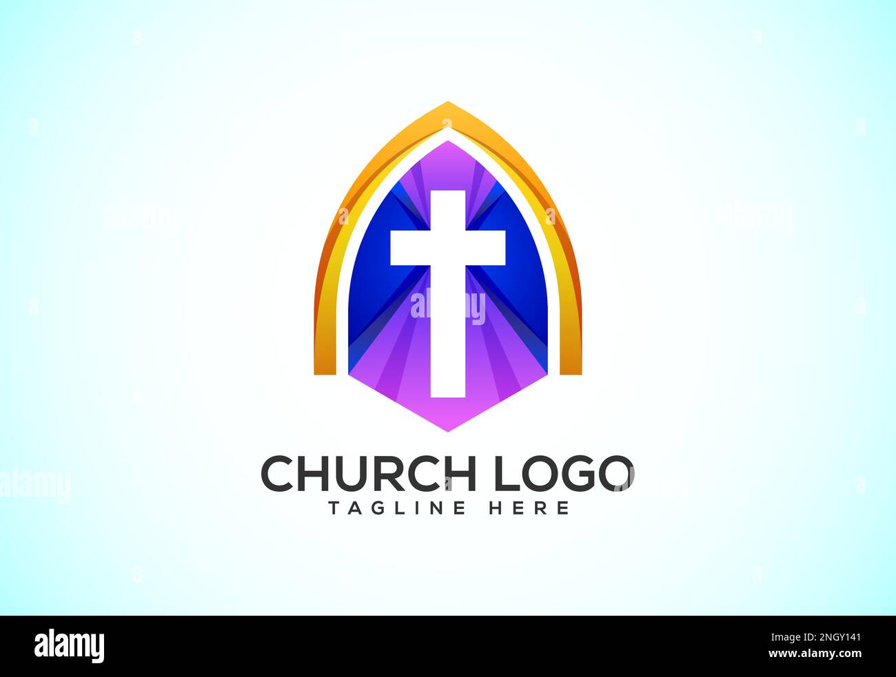 Church colorful logo. Christian sign symbols. The cross of Jesus Stock ...