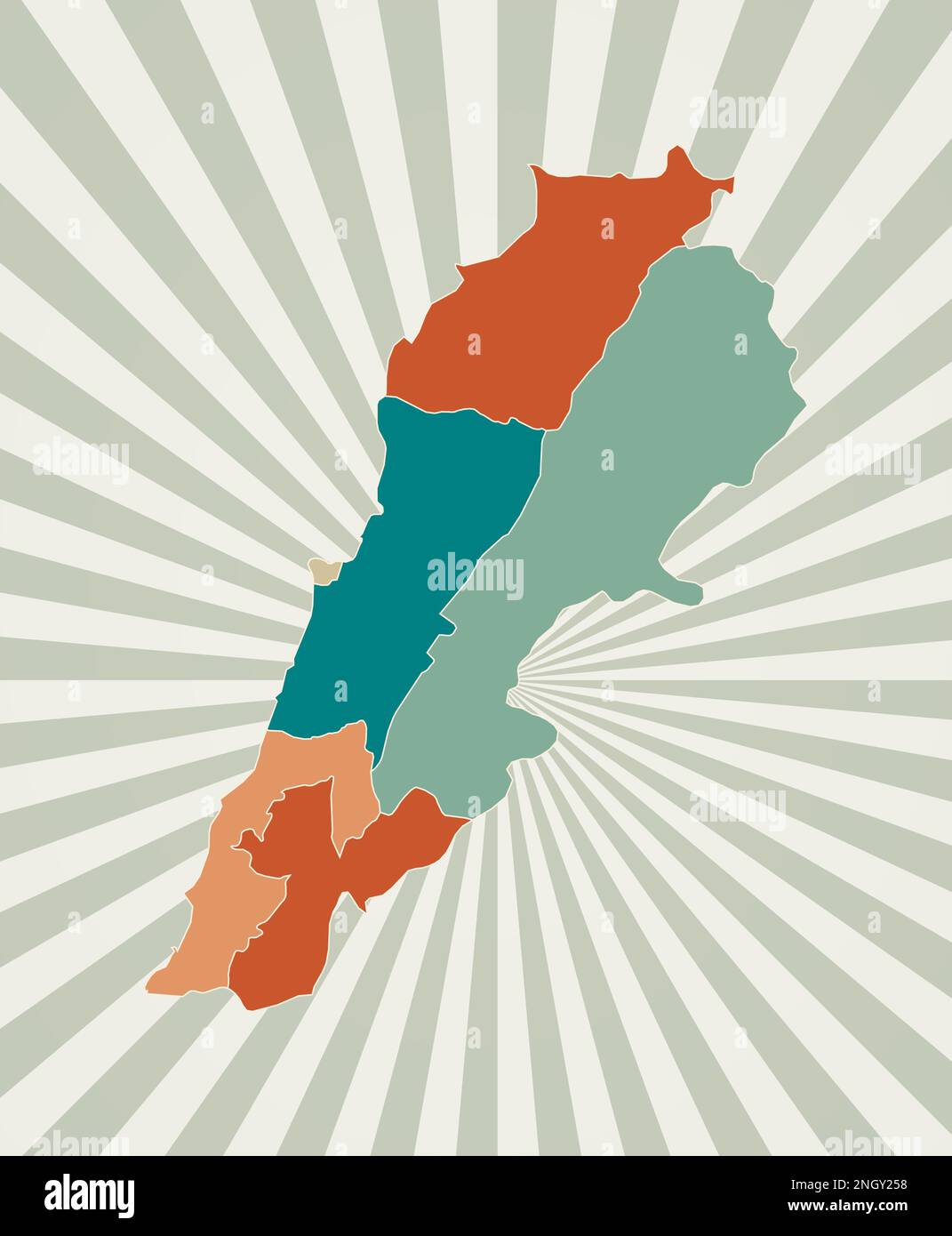 Lebanon map. Poster with map of the country in retro color palette ...