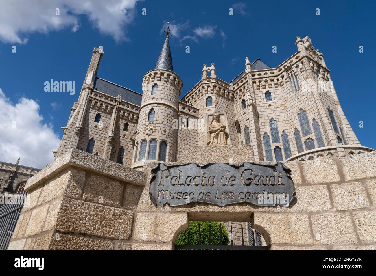 Main facade of the Episcopal Palace in Astorga, Leon, Spain. The ...