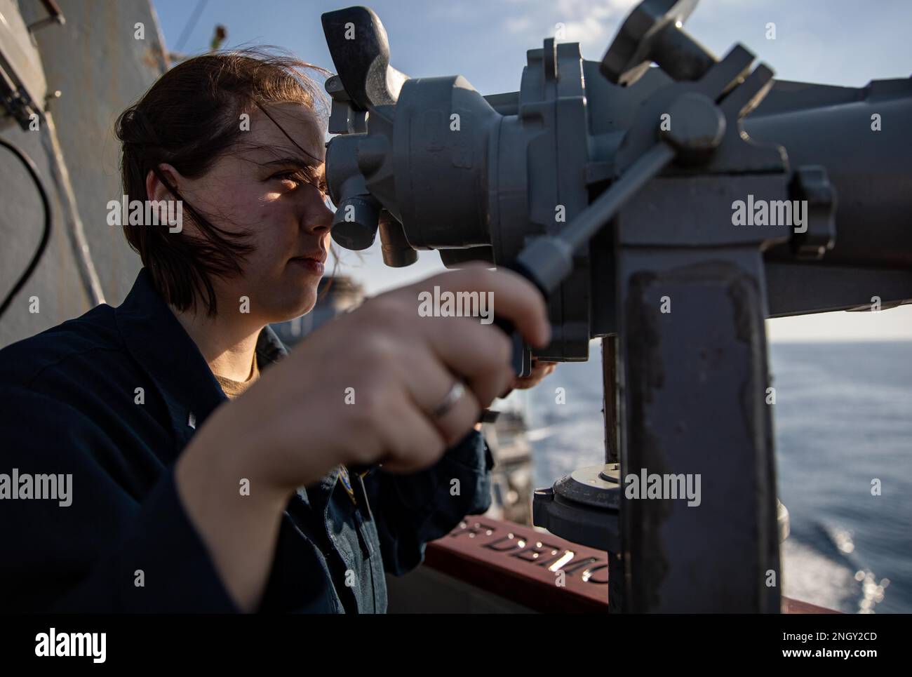 MEDITERRANEAN SEA (Dec. 1, 2022) Lt. j.g. Alisha Vanderwerf looks ...