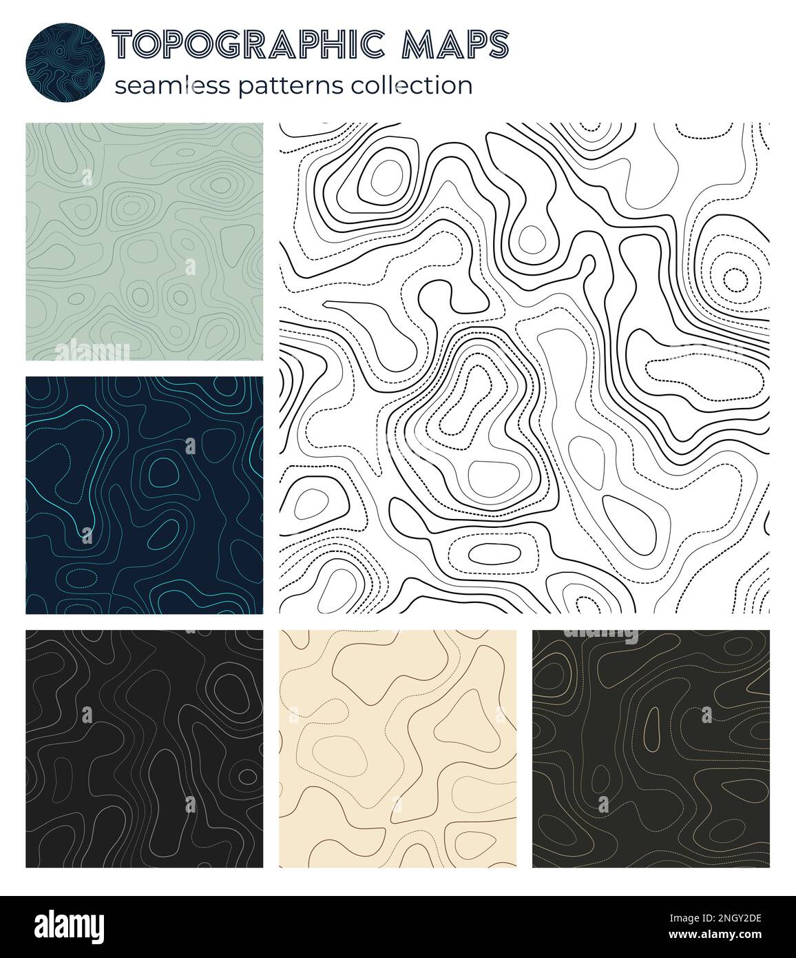 Topographic maps. Amazing isoline patterns, seamless design. Awesome ...