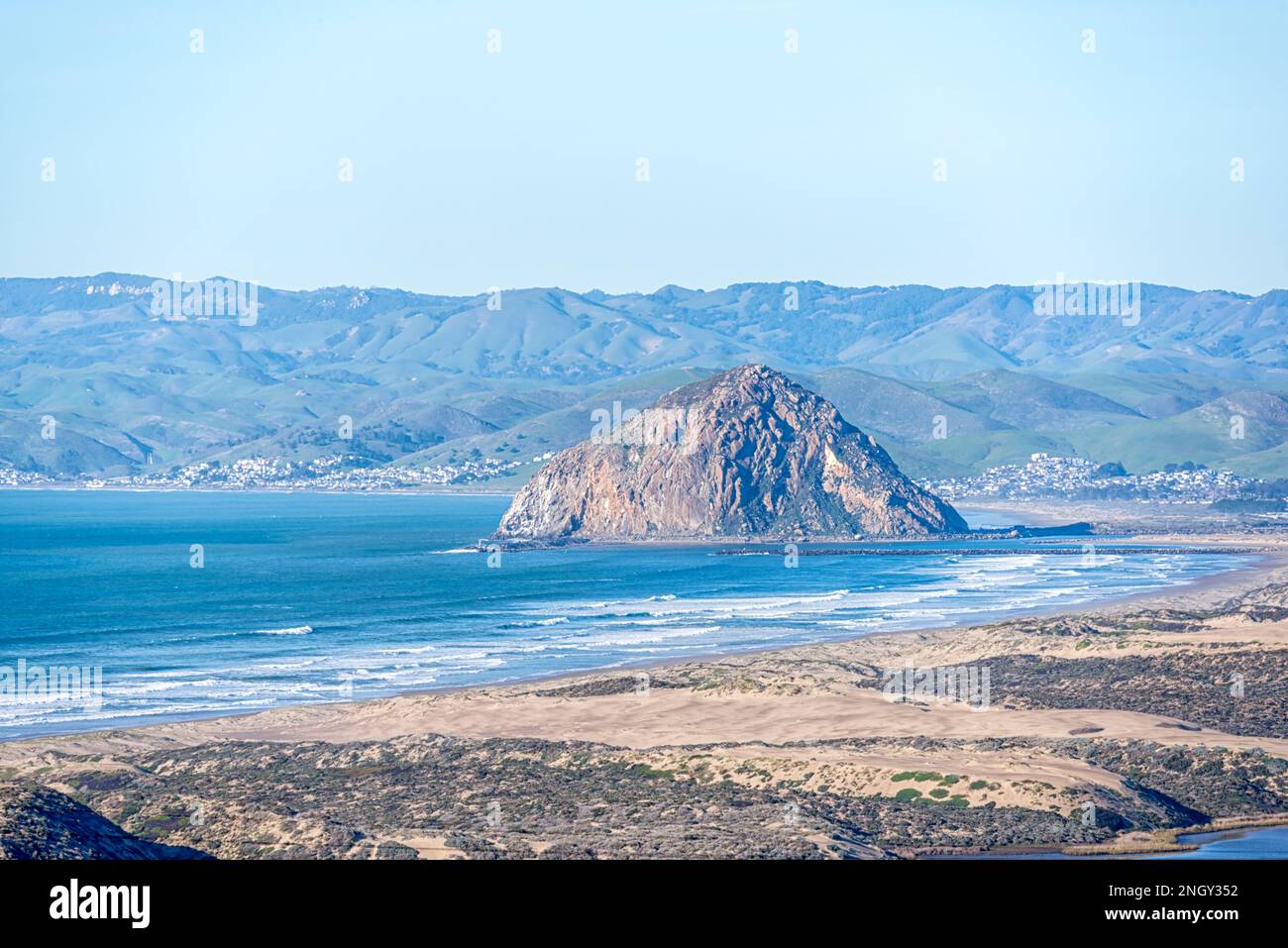 View of Morro Rock from Montaña de Oro State Park. Baywood-Los Osos ...