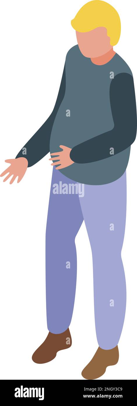 Overweight boy icon isometric vector. Fat disease. Passive problem ... Overweight boy icon isometric vector. Fat disease. Passive problem ...