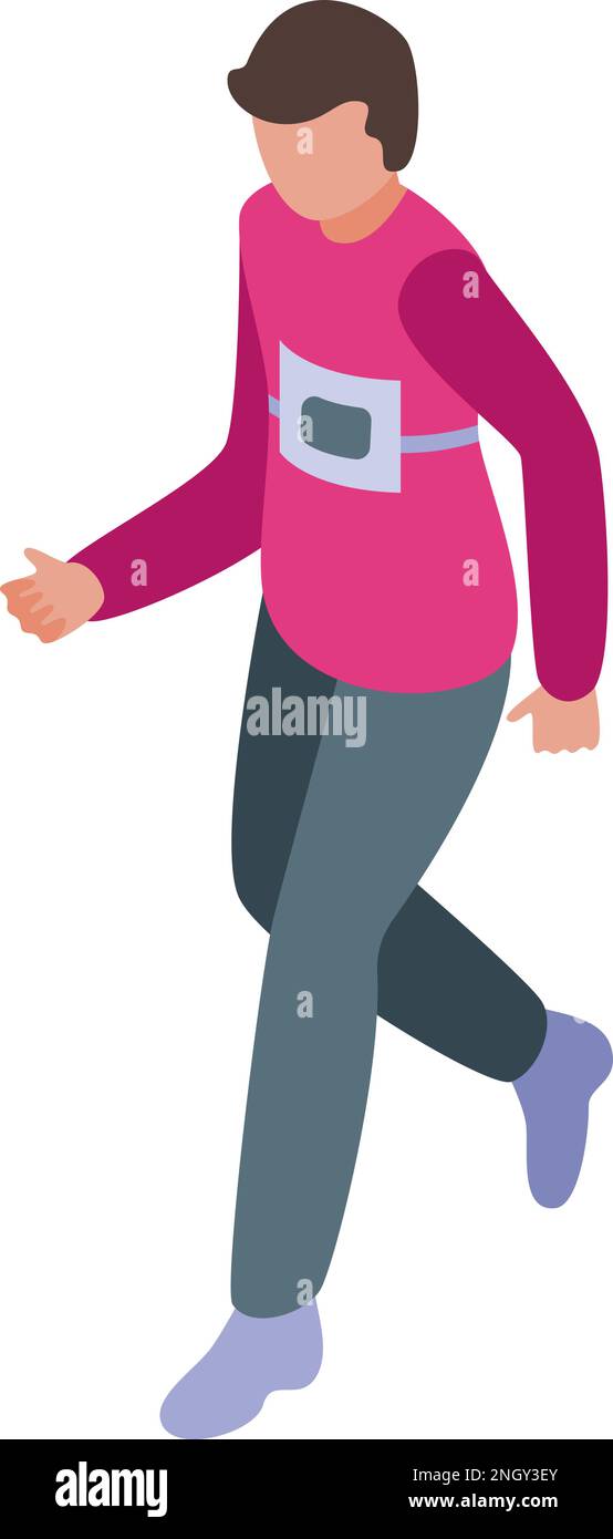 Running boy icon isometric vector. Fat disease. Passive lifestyle Stock ...