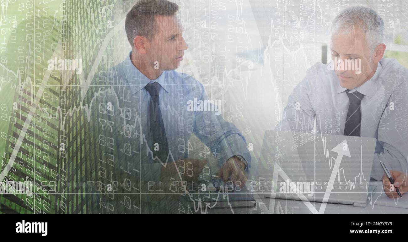 Composition of happy diverse business team in meeting over interface ...