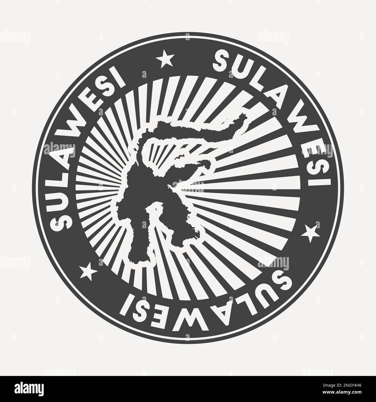 Sulawesi round logo. Vintage travel badge with the circular name and ...