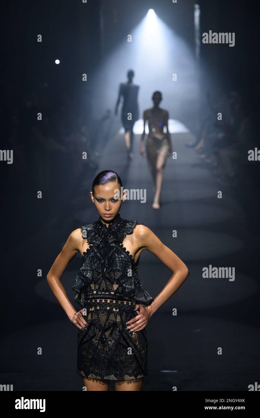 London, UK. 19 February 2023. Models on the catwalk during the Julien ...