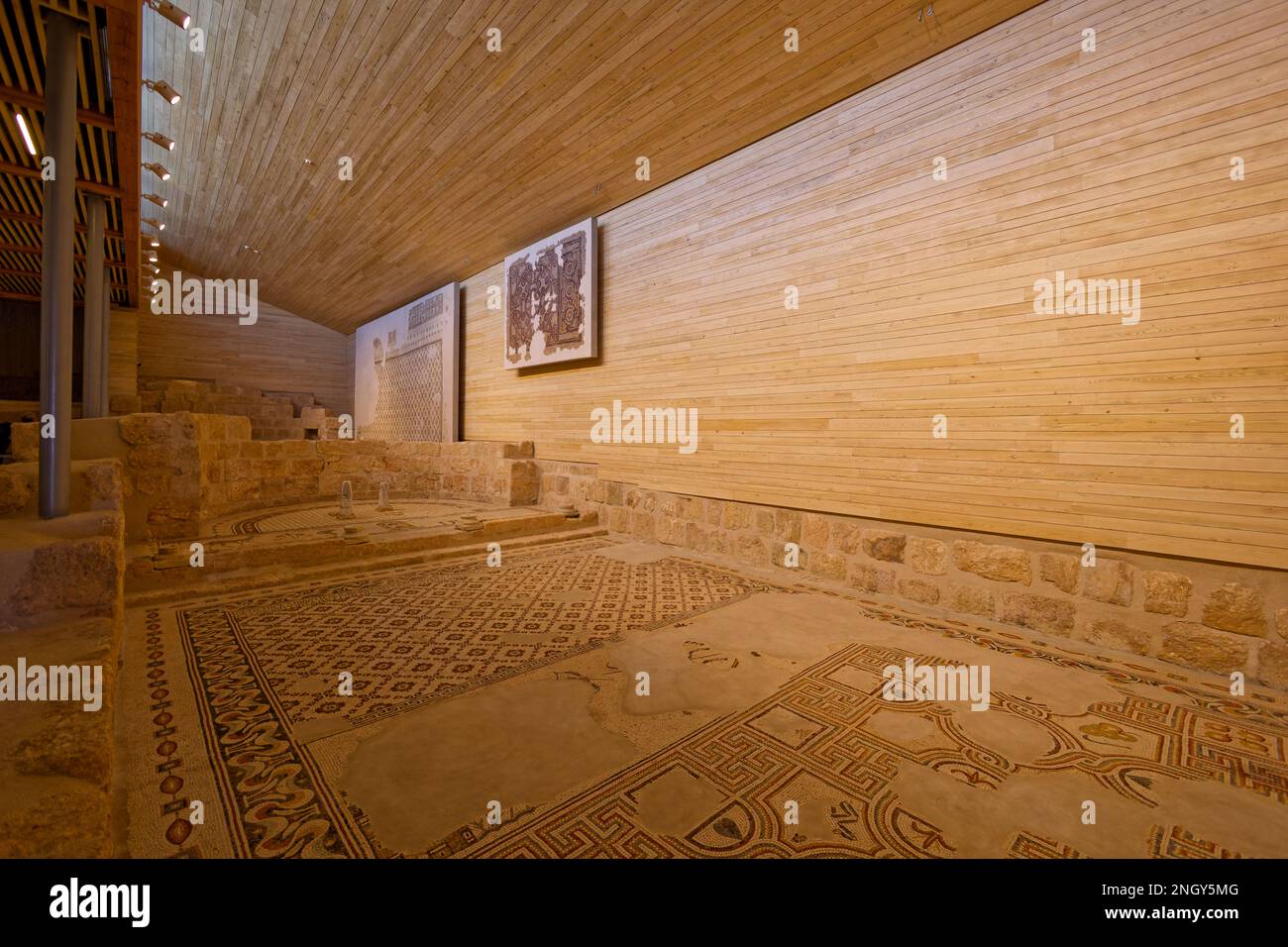 The fine Byzantine mosaics inside the Memorial Church of Moses atop the ...