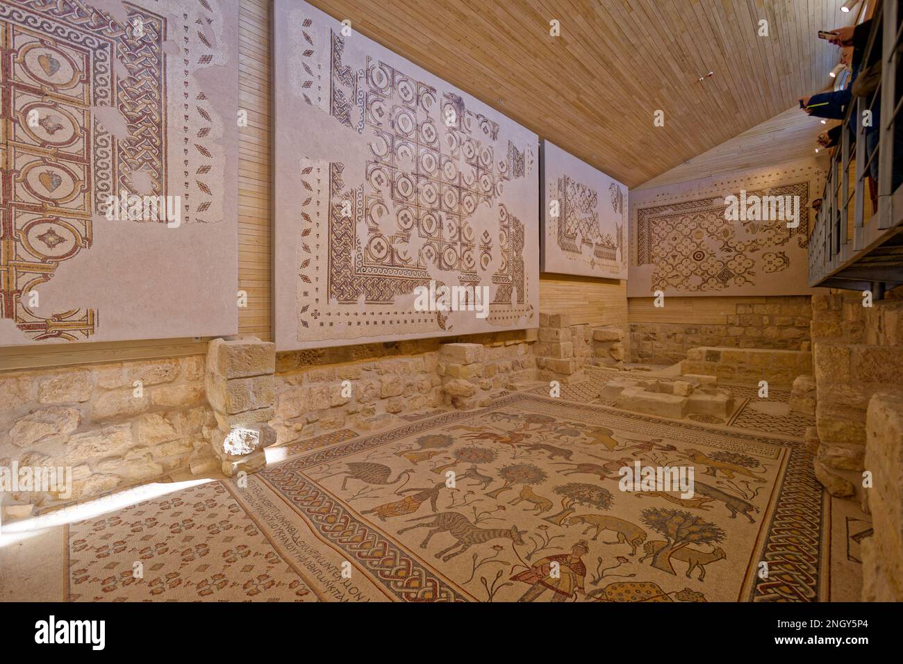 The fine Byzantine mosaics inside the Memorial Church of Moses atop the ...