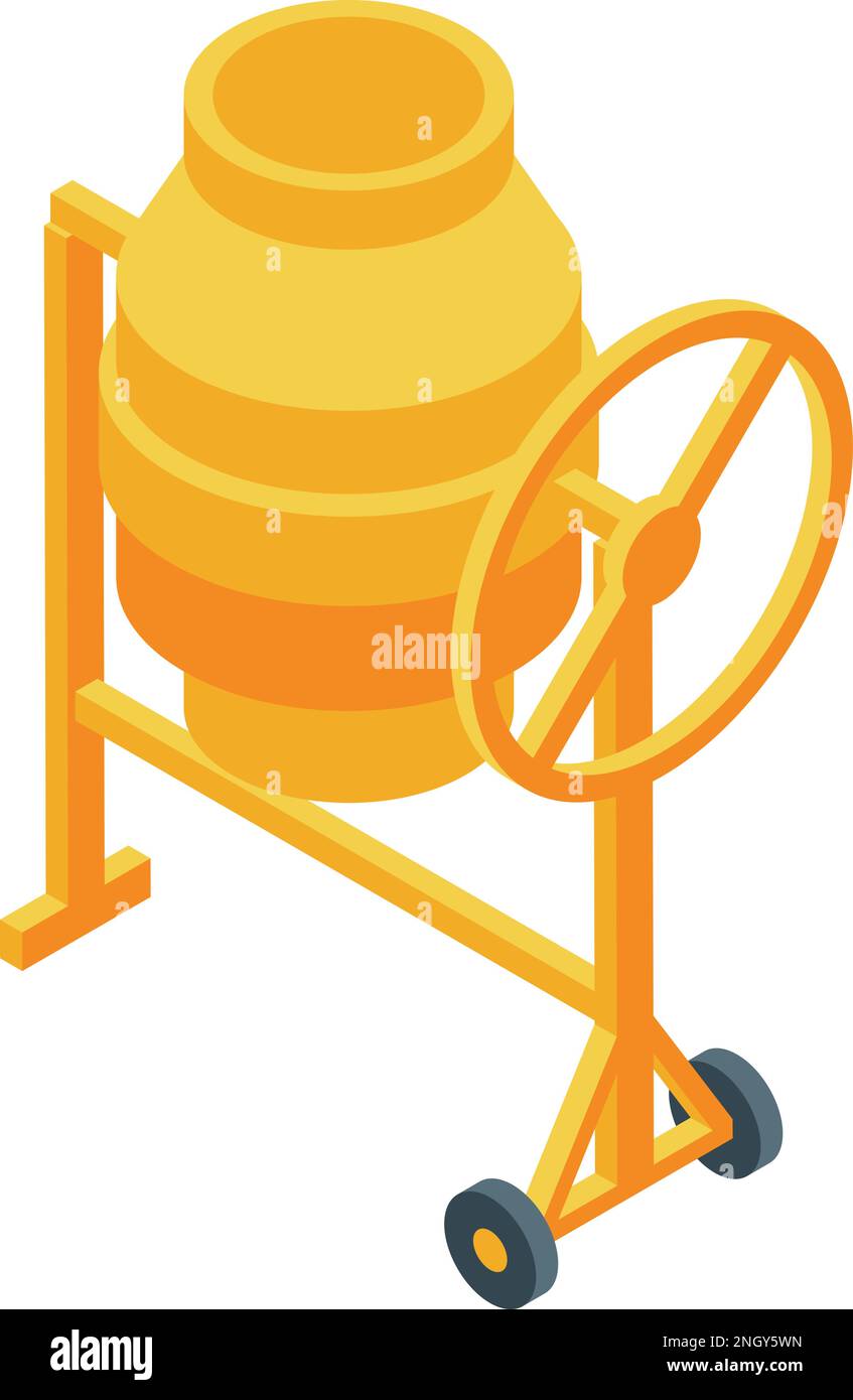 Construction mixer icon isometric vector. Team work. Person builder ...