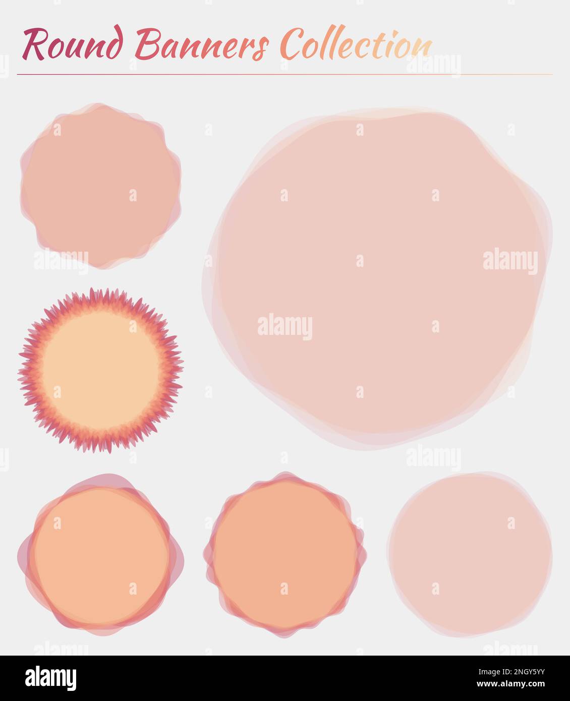 Round badges collection. Circular backgrounds in orange and pink colors ...