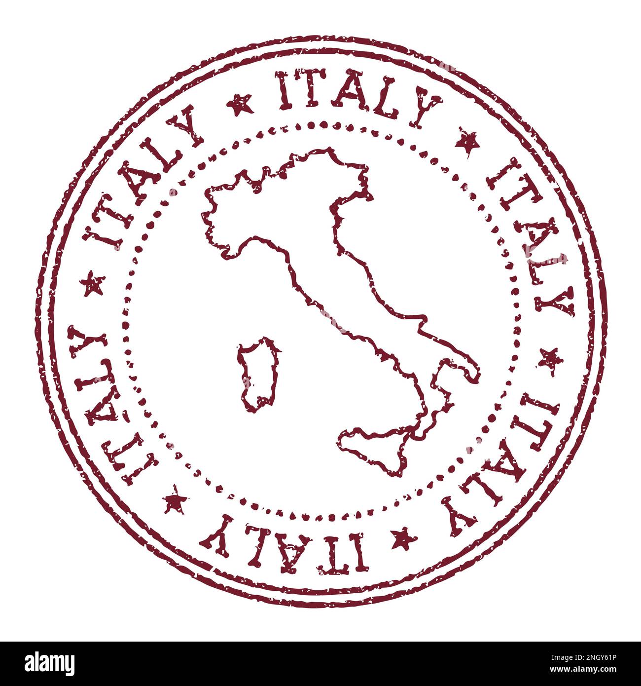 Italy round rubber stamp with country map. Vintage red passport stamp ...