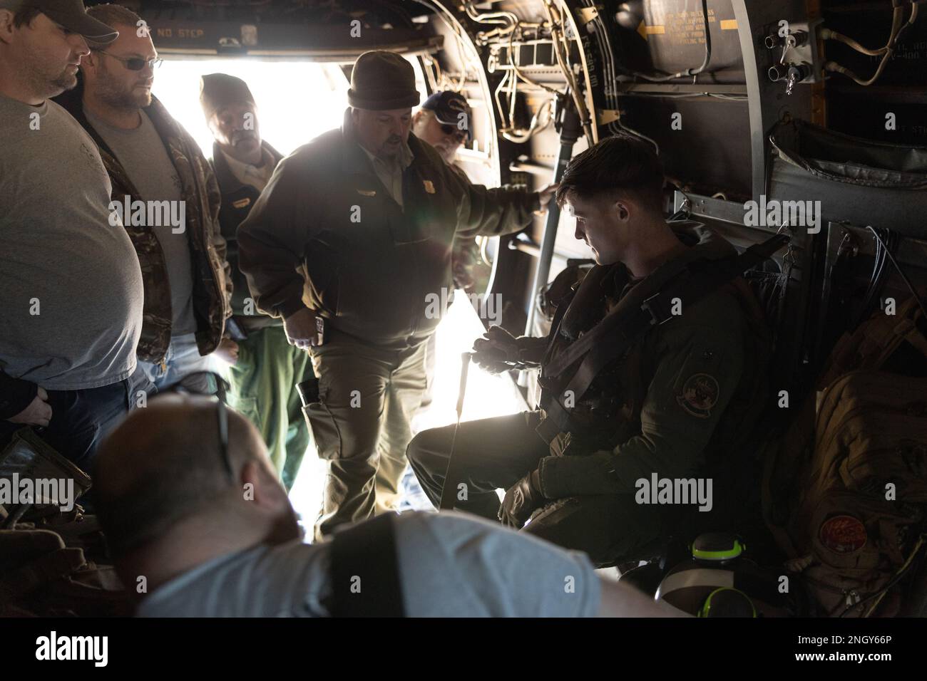 U.S. Marine Corps Sgt. Brady Wulf, right, a crew chief with Marine ...