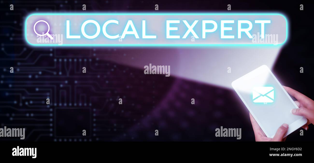 Text caption presenting Local Expert. Internet Concept offers expertise and assistance in ...