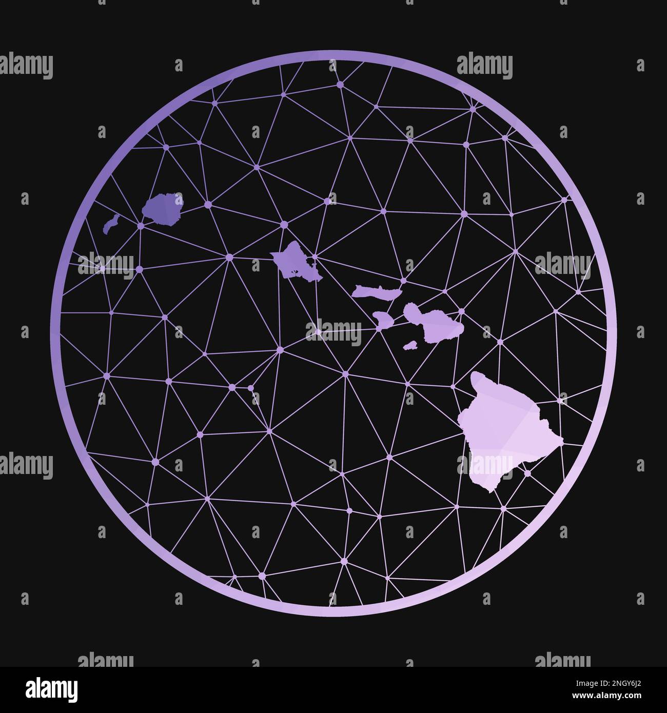 Hawaii icon. Vector polygonal map of the island. Hawaii icon in ...