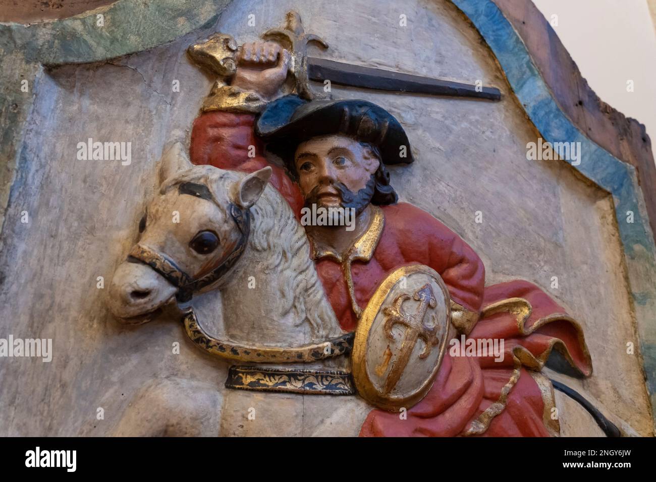 High relief sculpture of Saint James Matamoros on display at El Museo ...