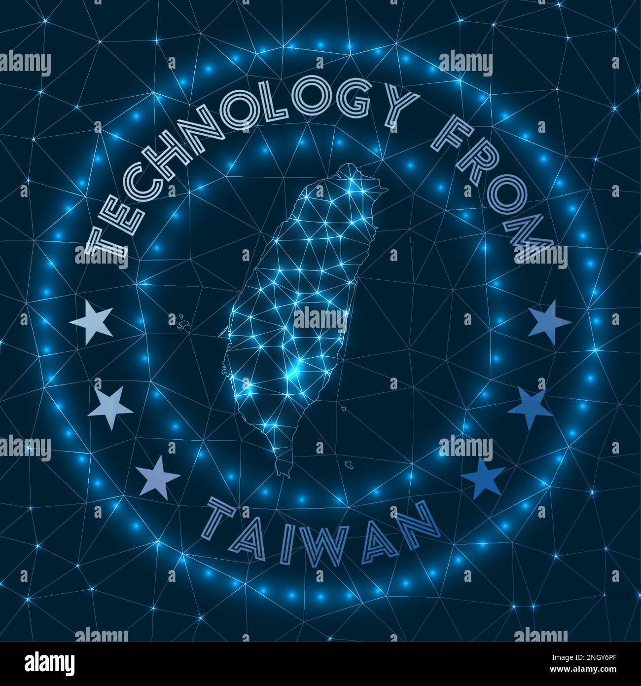 Technology From Taiwan. Futuristic geometric badge of the country ...